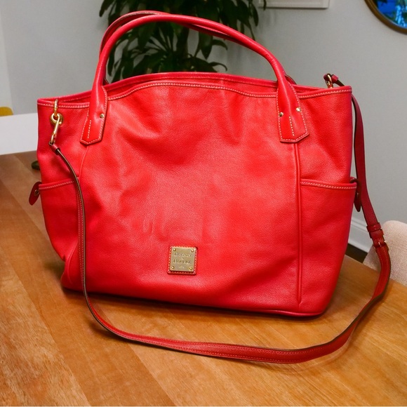 Dooney & Bourke | Bags | Dooney Bourke Pebble Kristen Tote Vibrant Red ...